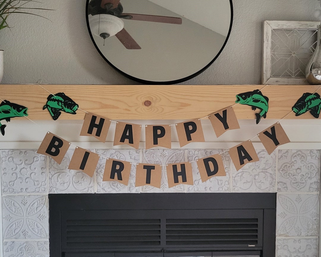 Bass Fishing Banner, Fishing Party, Bass Birthday Banner, Bass Fishing ...