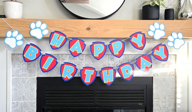 Dog Paw Print Red and Blue Birthday Party Banner - Etsy