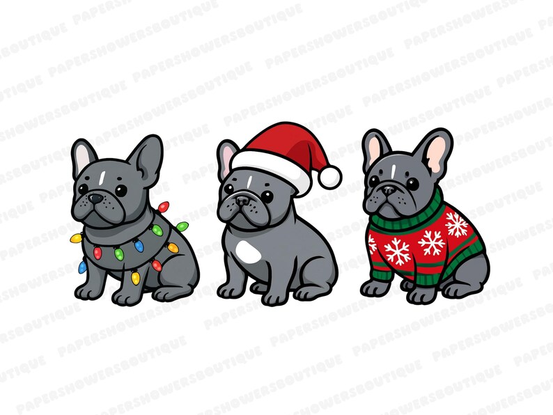 Christmas Frenchie French Bulldog PNG Digital Download, Christmas Santa ...
