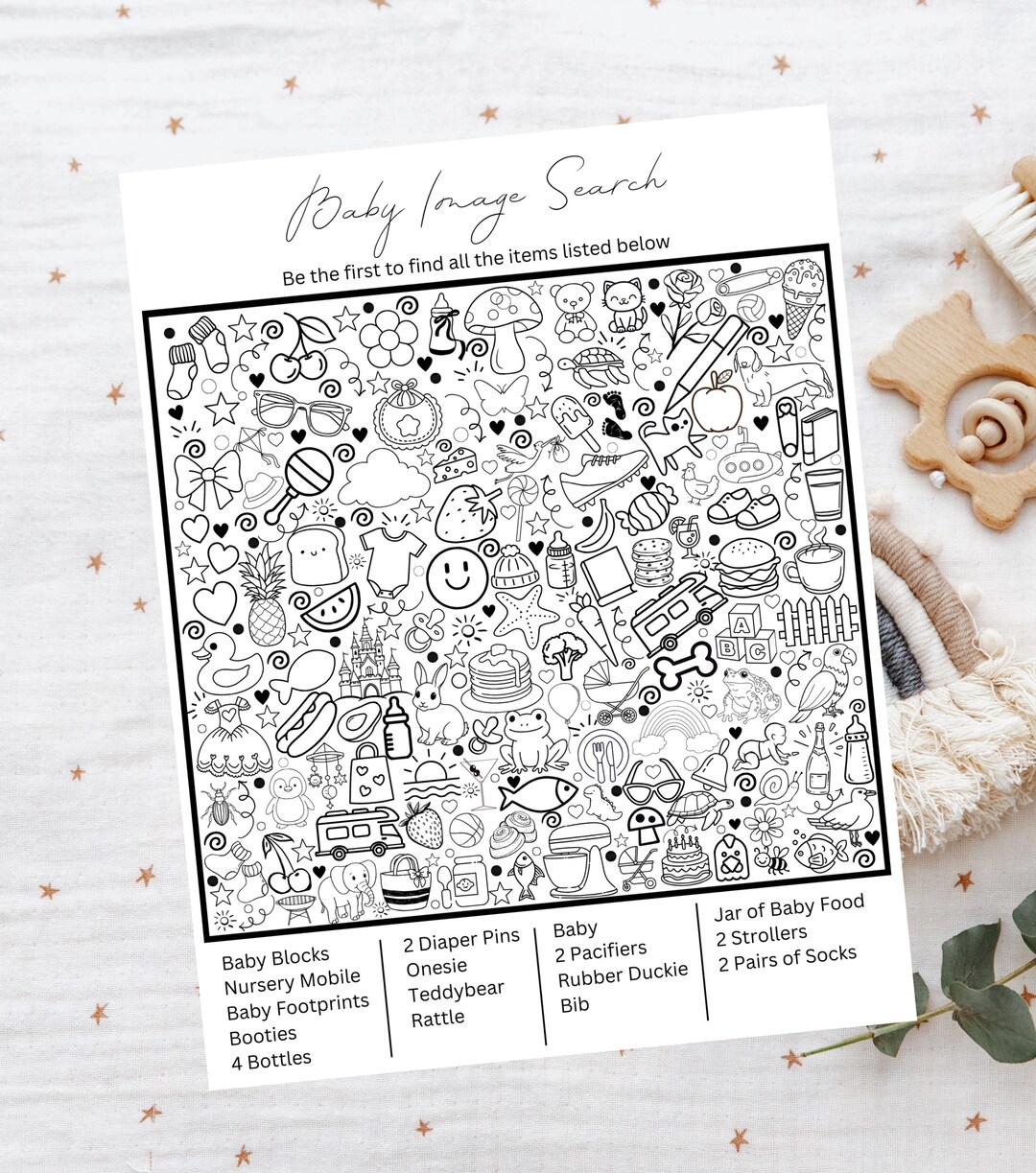 Hidden Object I Spy Baby Shower Game: Printable Activity (PDF Download ...
