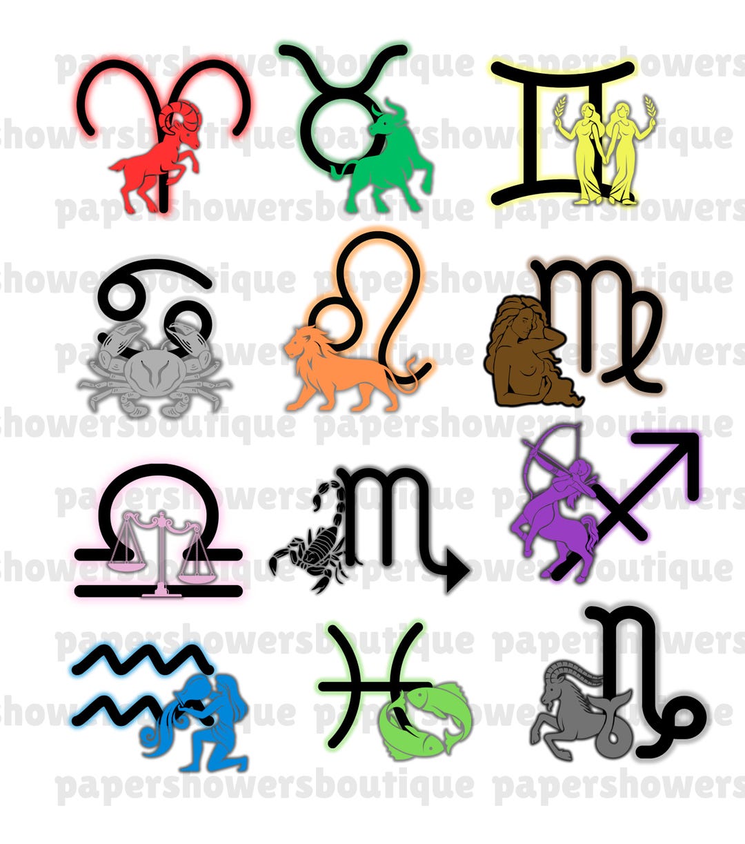 Zodiac Signs Digital File, Zodiac PNG, Zodiac Design, Birth Month ...