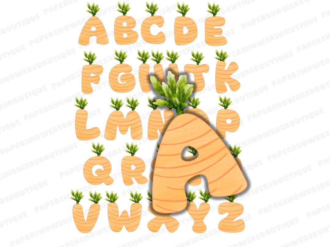 Carrot Easter Alphabet Font PNG (digital Download) - Etsy