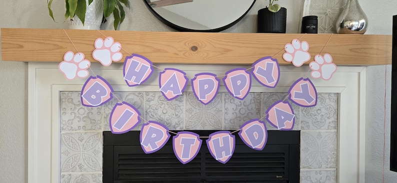 Dog Paw Print Pink and Purple Birthday Party Banner - Etsy