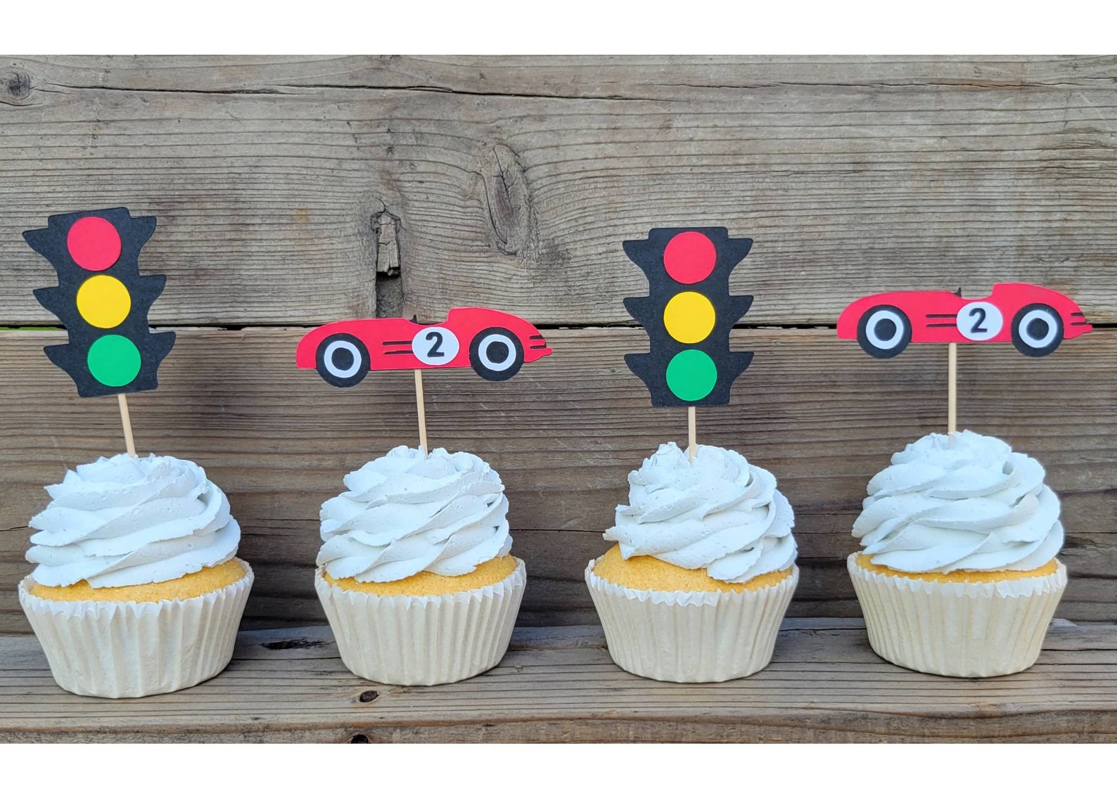 Race Car Cupcake Toppers Two Fast Cupcake Toppers Car and | Etsy
