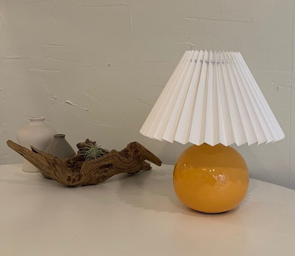 Ceramic Lamp Pleated Decor Table Lamp Pleated Lampshade - Etsy
