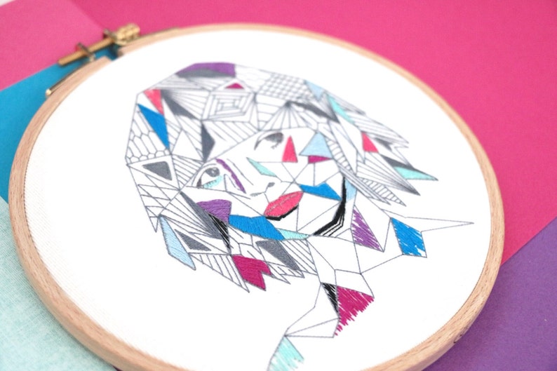 Geometric Woman, Abstract Colors, 6" Embroidery Hoop - Etsy