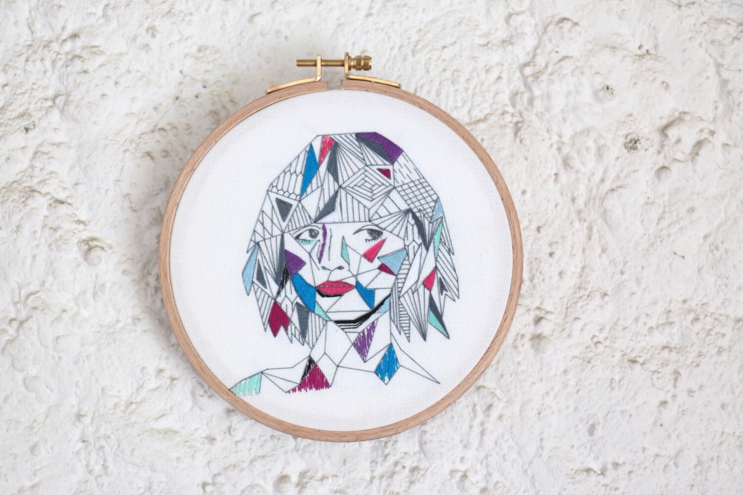 Geometric Woman, Abstract Colors, 6" Embroidery Hoop - Etsy
