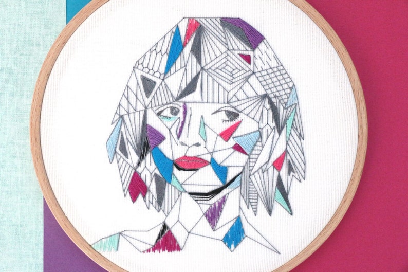 Geometric Woman, Abstract Colors, 6" Embroidery Hoop - Etsy