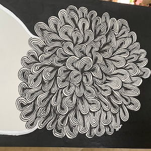 Unique Original Abstract Line Artwork. Black and White Freehand Drawing ...