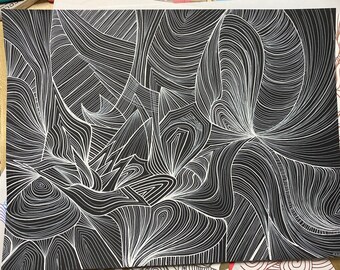 Unique Line Art Abstract Trippy Zen Original Artwork | Etsy