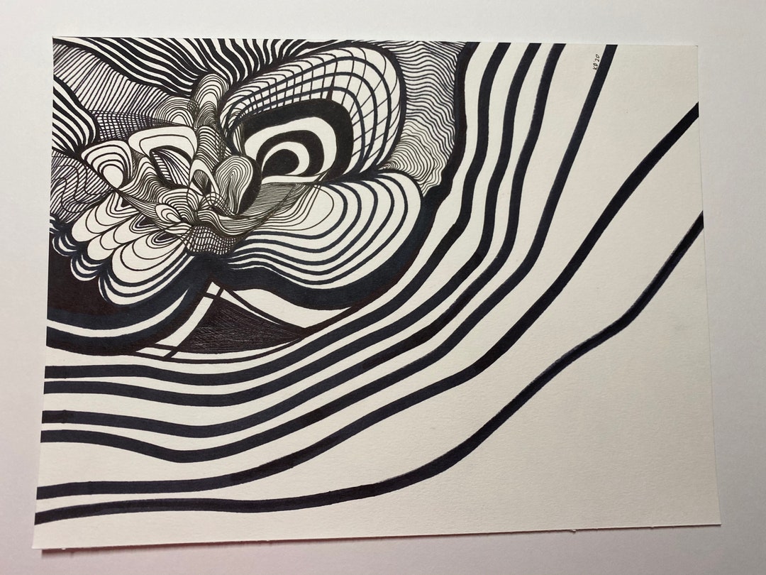 Unique Line Art Trippy Artwork - Etsy