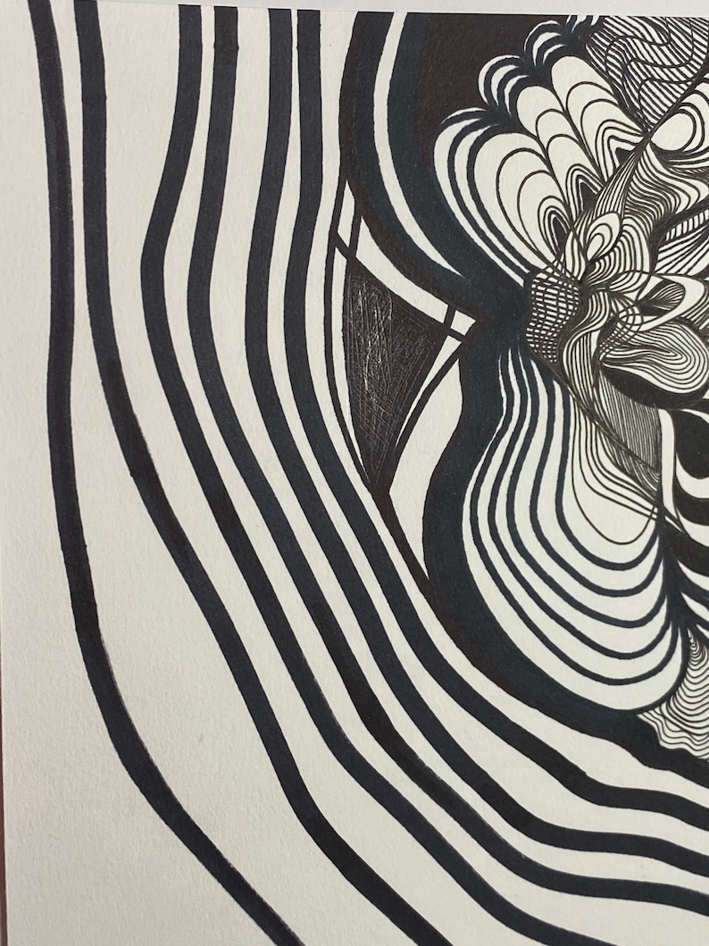 Unique line art trippy artwork | Etsy