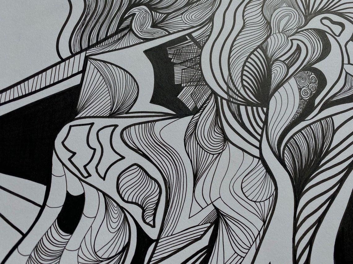 Unique Line Art Abstract Design Wall Art Original Artwork - Etsy