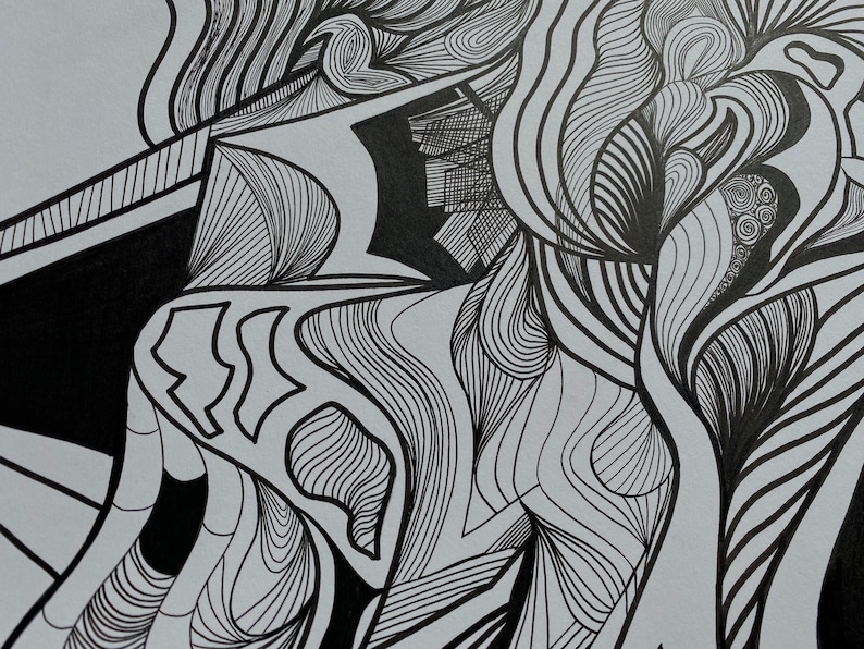 Unique Line Art Abstract Design Wall Art Original Artwork - Etsy