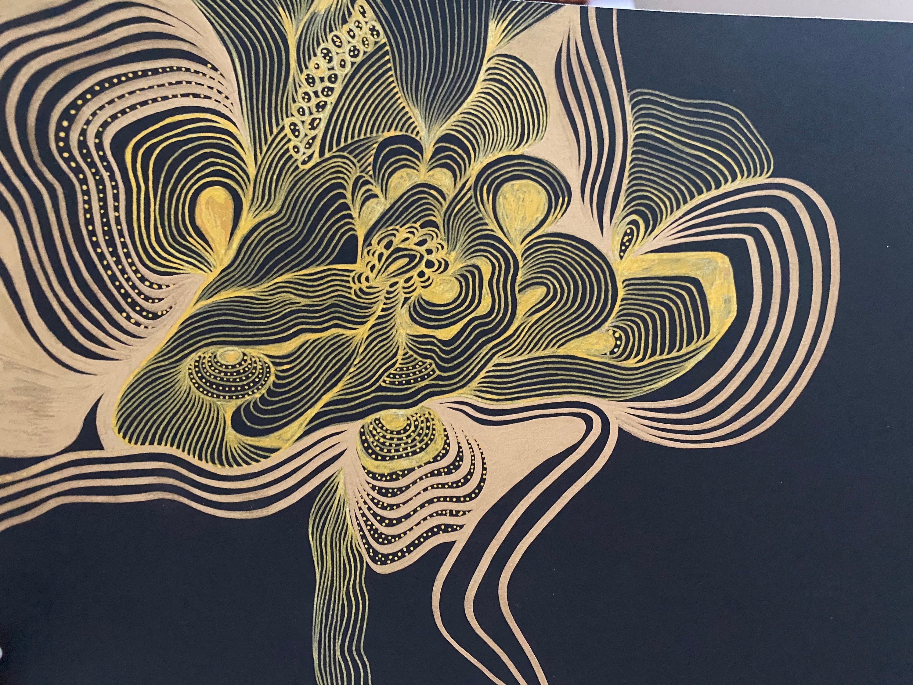 Gold Line Art Unique Abstract Original Artwork - Etsy