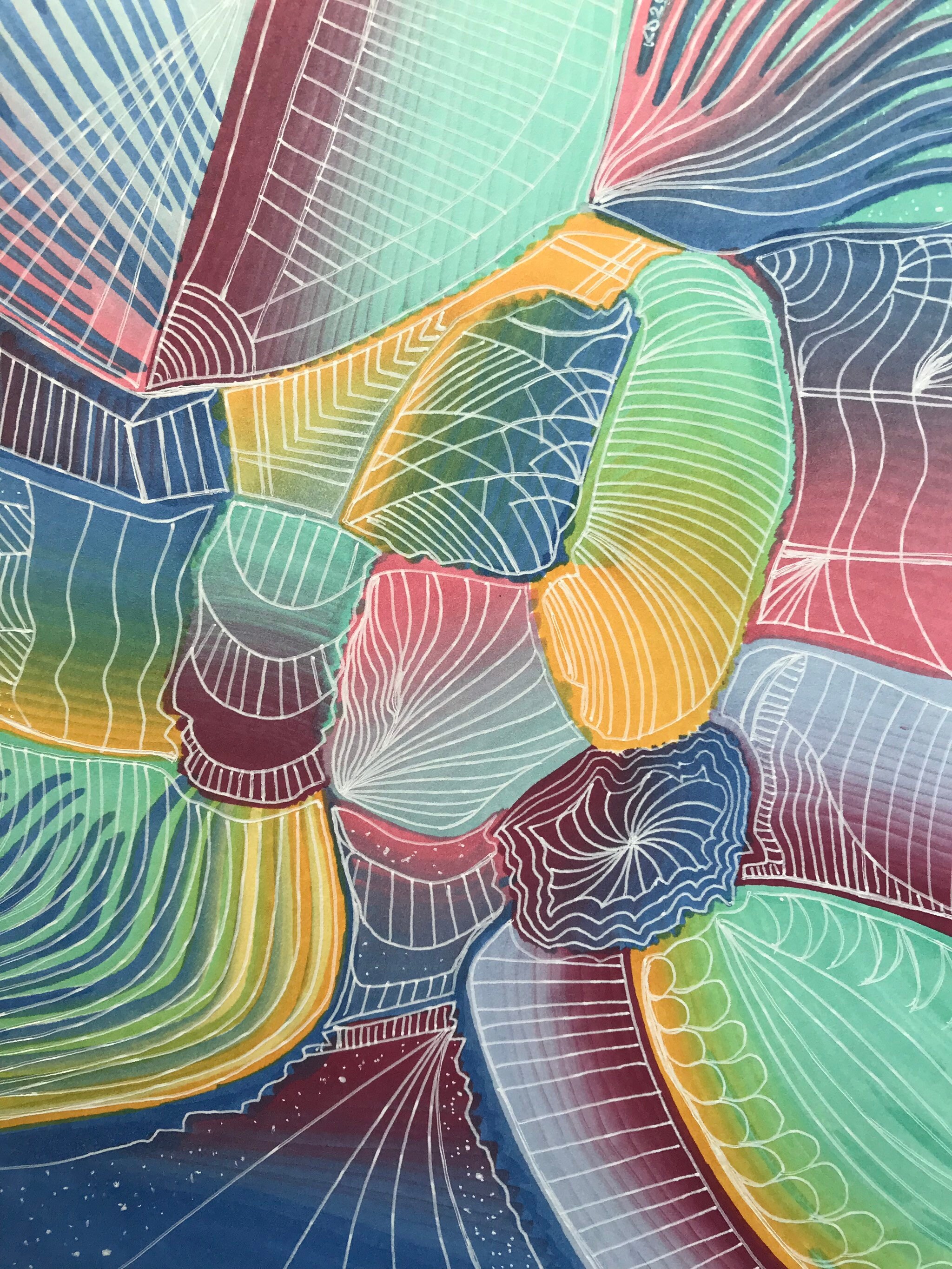 Trippy Line Art Abstract Zen Marker and Gel Pen Artwork - Etsy