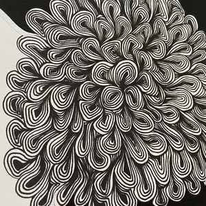 Unique Original Abstract Line Artwork. Black and White Freehand Drawing ...
