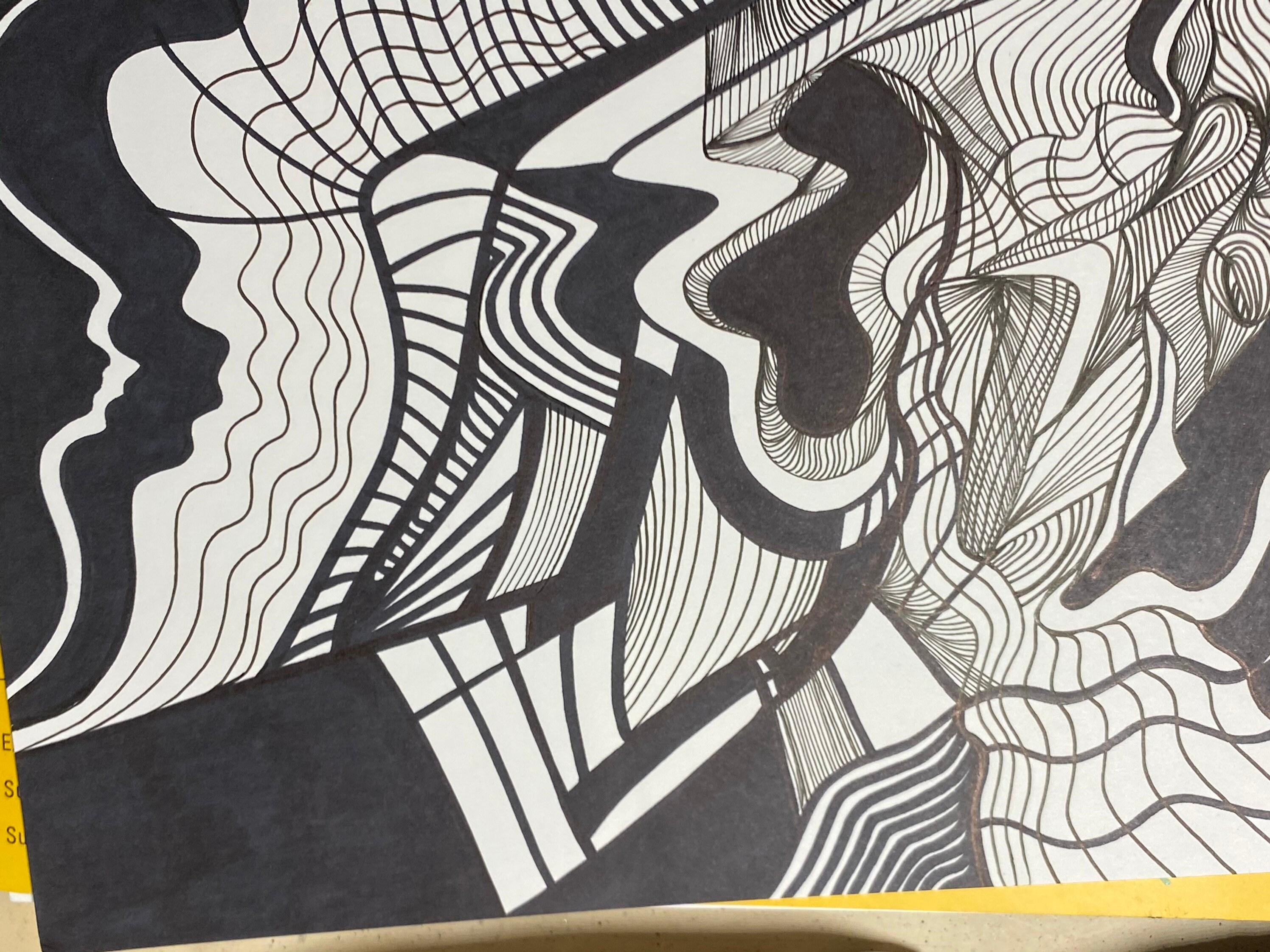 Line Art Abstract Trippy Original Artwork - Etsy