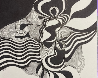 Unique Line Art Design Abstract Original Artwork - Etsy