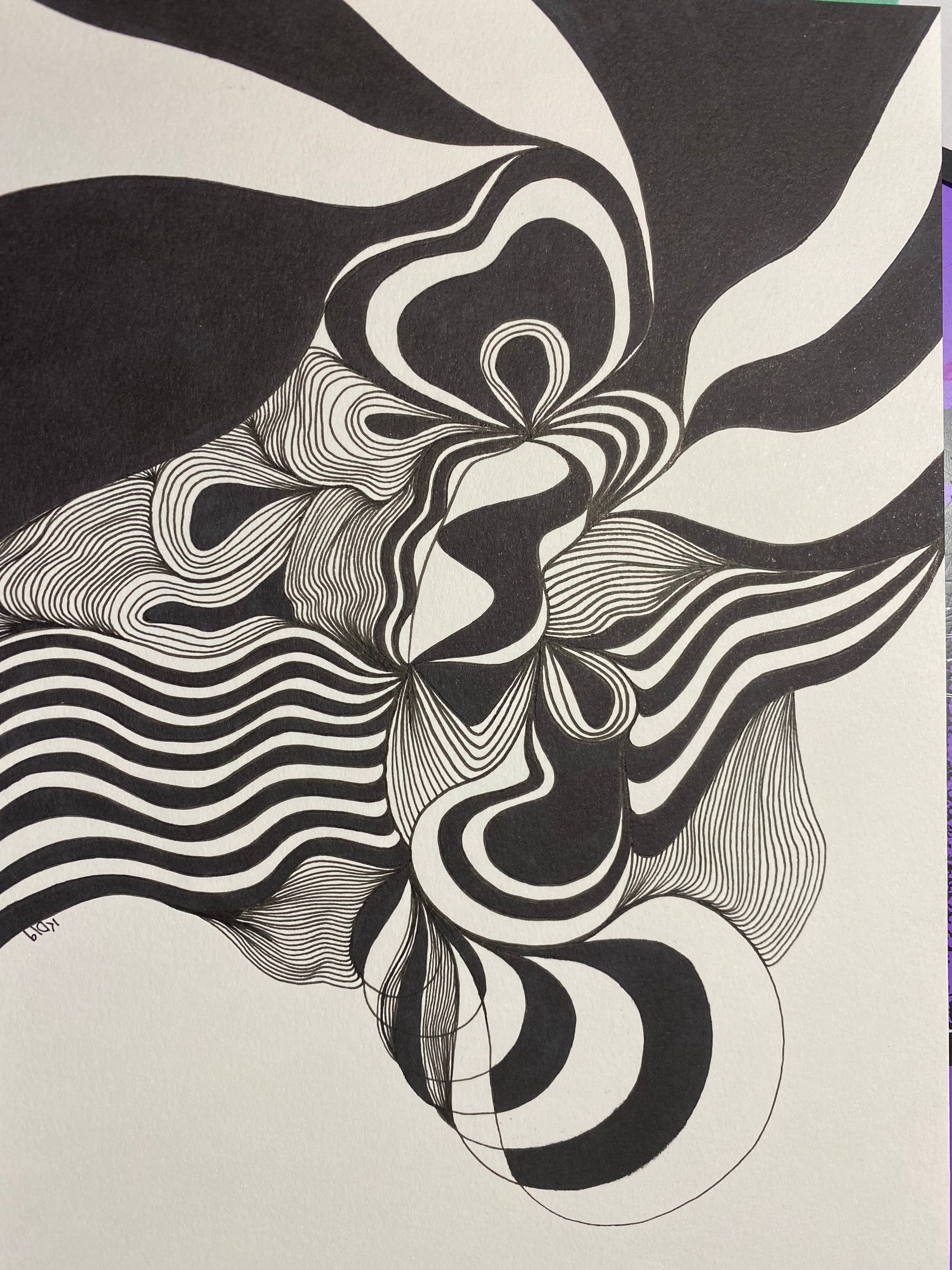 Unique Line Art Abstract Design Wall Art Original Artwork - Etsy