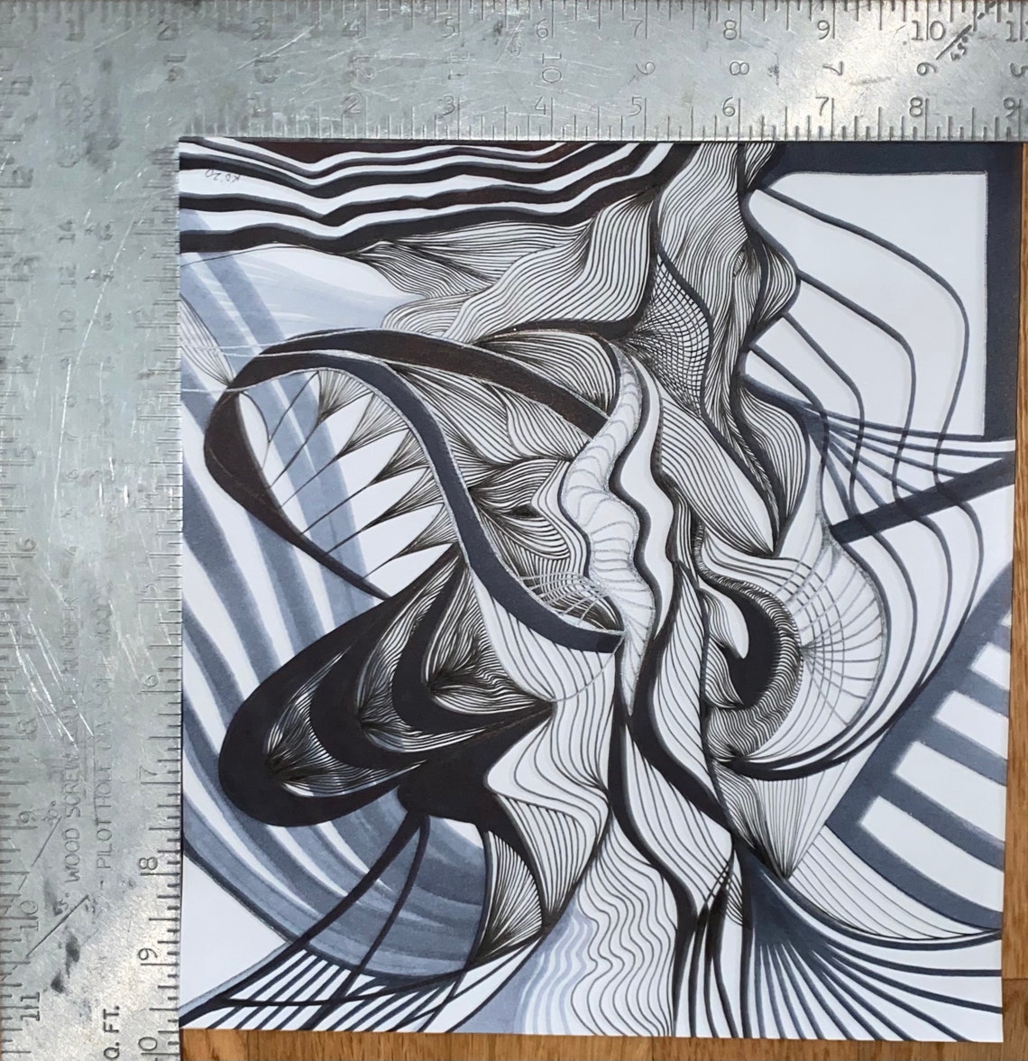 Unique Line Art Abstract Trippy Original Artwork Wall Decor | Etsy