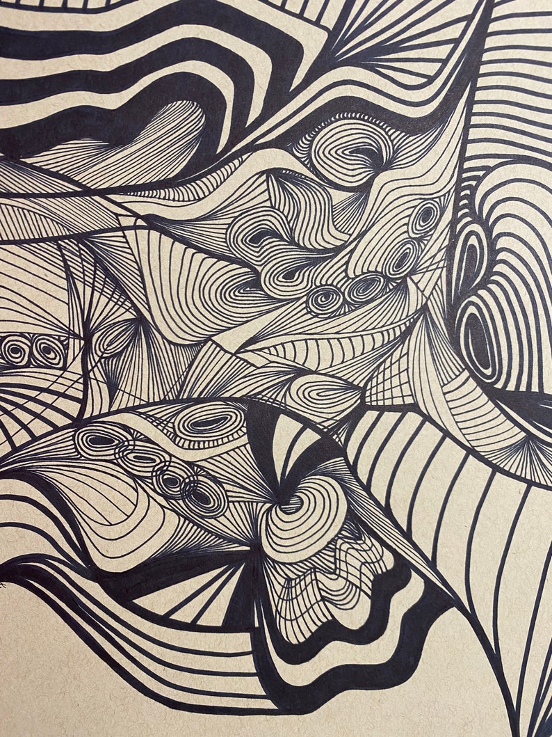 Unique Line Art Abstract Trippy Zen Artwork - Etsy