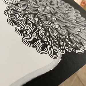 Unique Original Abstract Line Artwork. Black and White Freehand Drawing ...