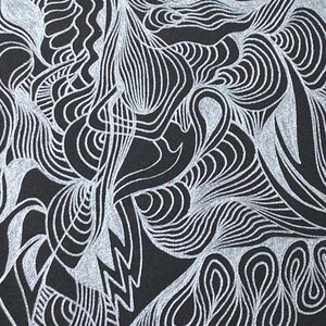Silver Metallic Gel Pen Line Design Artwork on Black Paper - Etsy