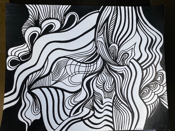 Unique Line Art Abstract Design Wall Art Original Artwork - Etsy