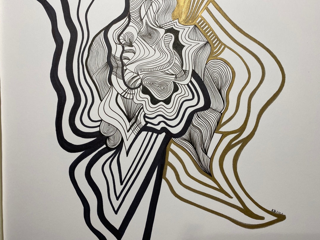 Unique Line Art Abstract Trippy Zen Original Artwork/tiles - Etsy