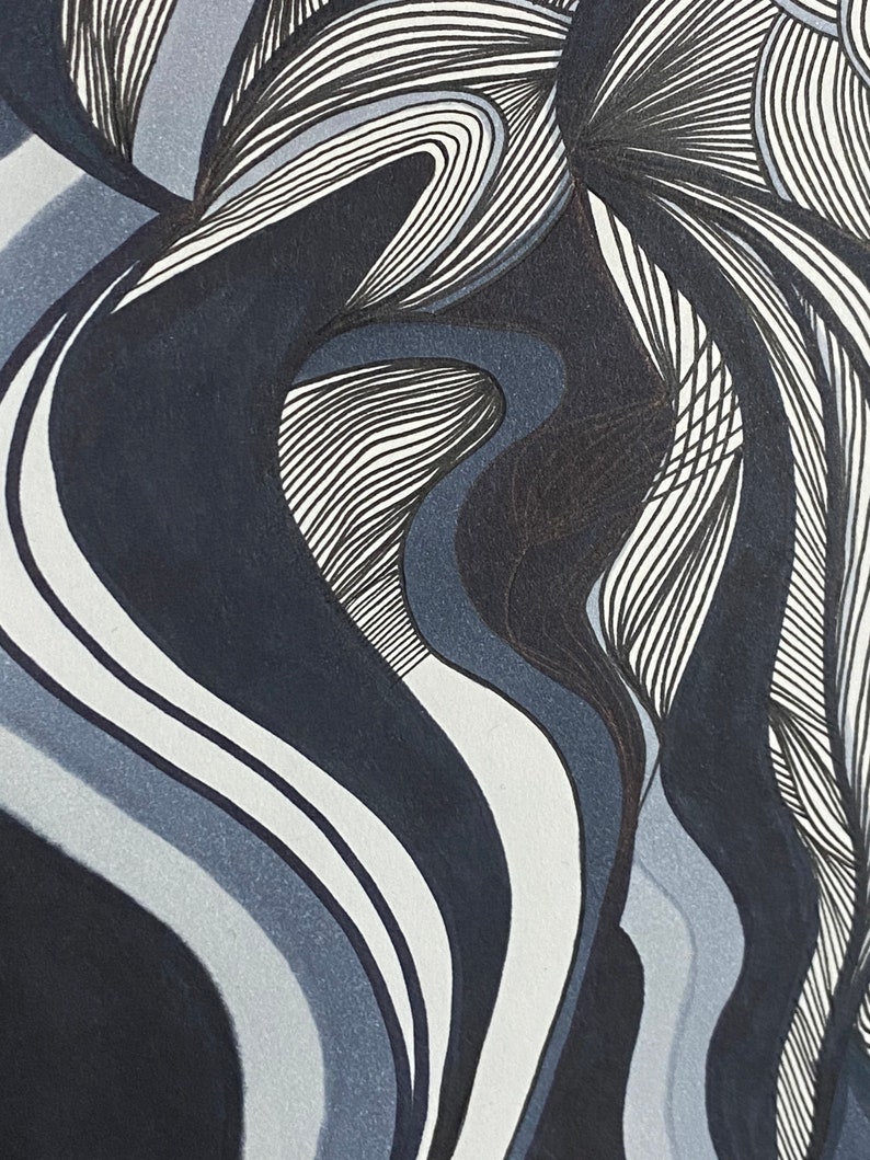 Unique Line Art Design Trippy Original Artwork - Etsy