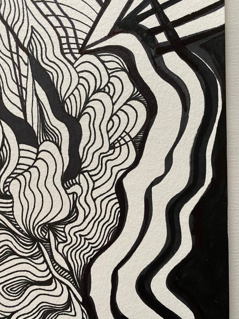 Unique Line Art Abstract Trippy Zen Original Artwork - Etsy