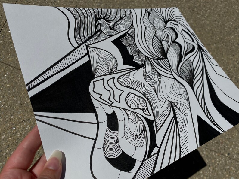 Unique Line Art Abstract Design Wall Art Original Artwork - Etsy