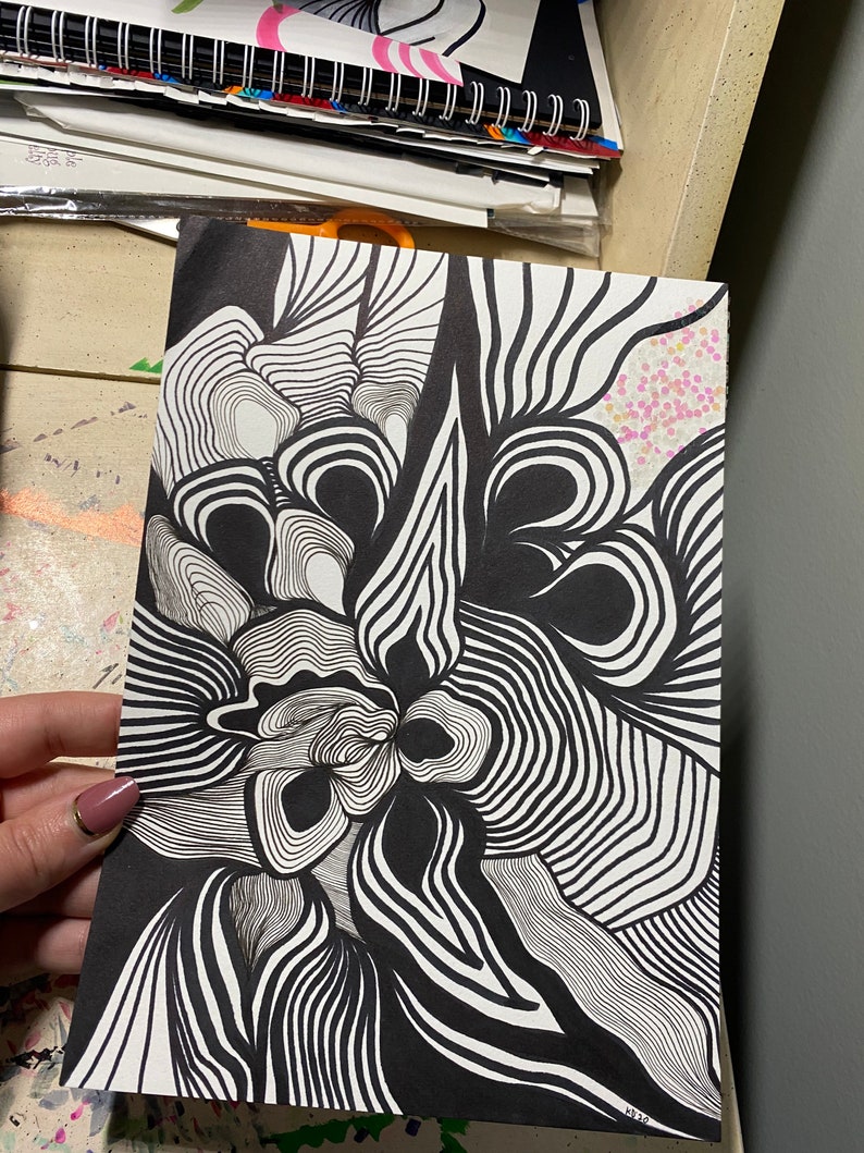 Unique Line Art Abstract Trippy Artwork Home Decor - Etsy