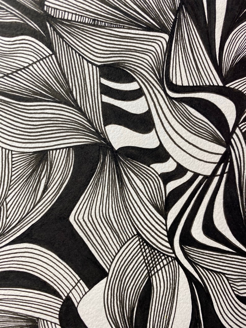 Unique line art abstract trippy zen original artwork | Etsy