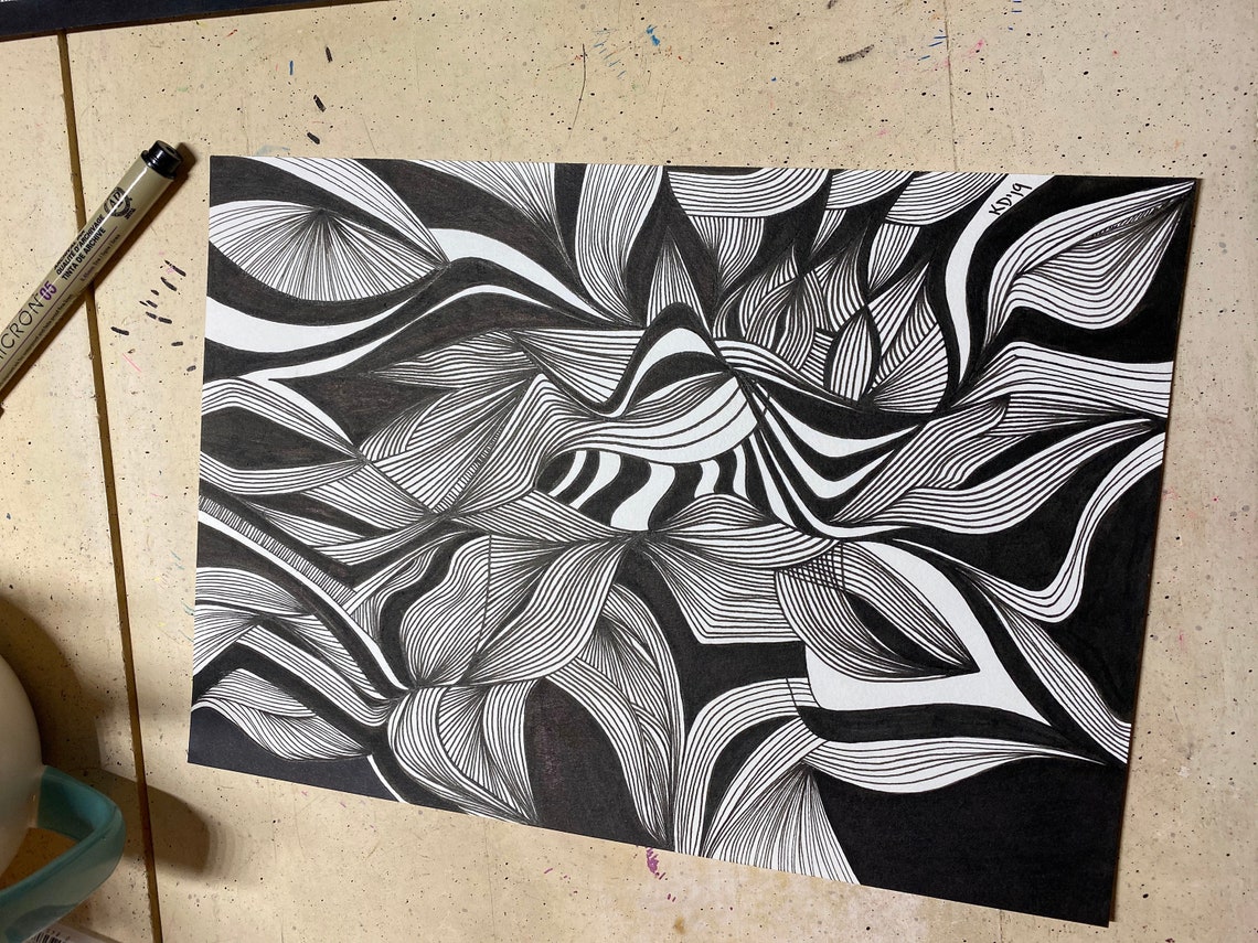Unique Line Art Abstract Trippy Zen Original Artwork - Etsy
