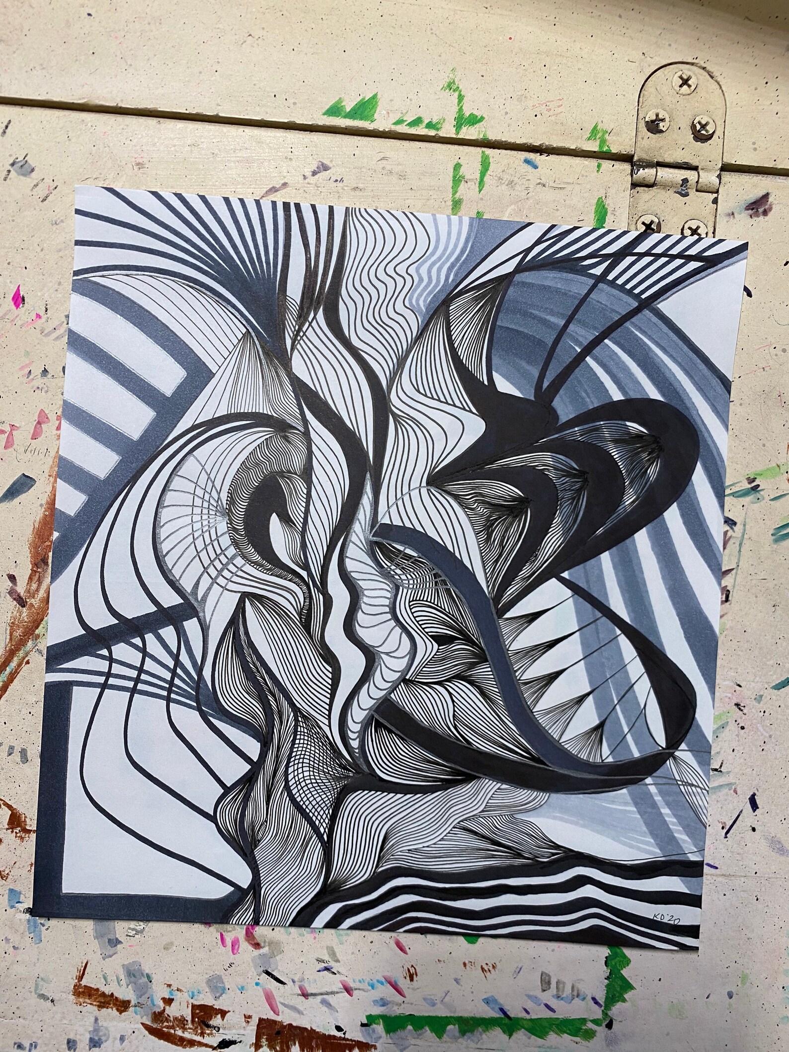 Unique Line Art Abstract Trippy Original Artwork Wall Decor - Etsy