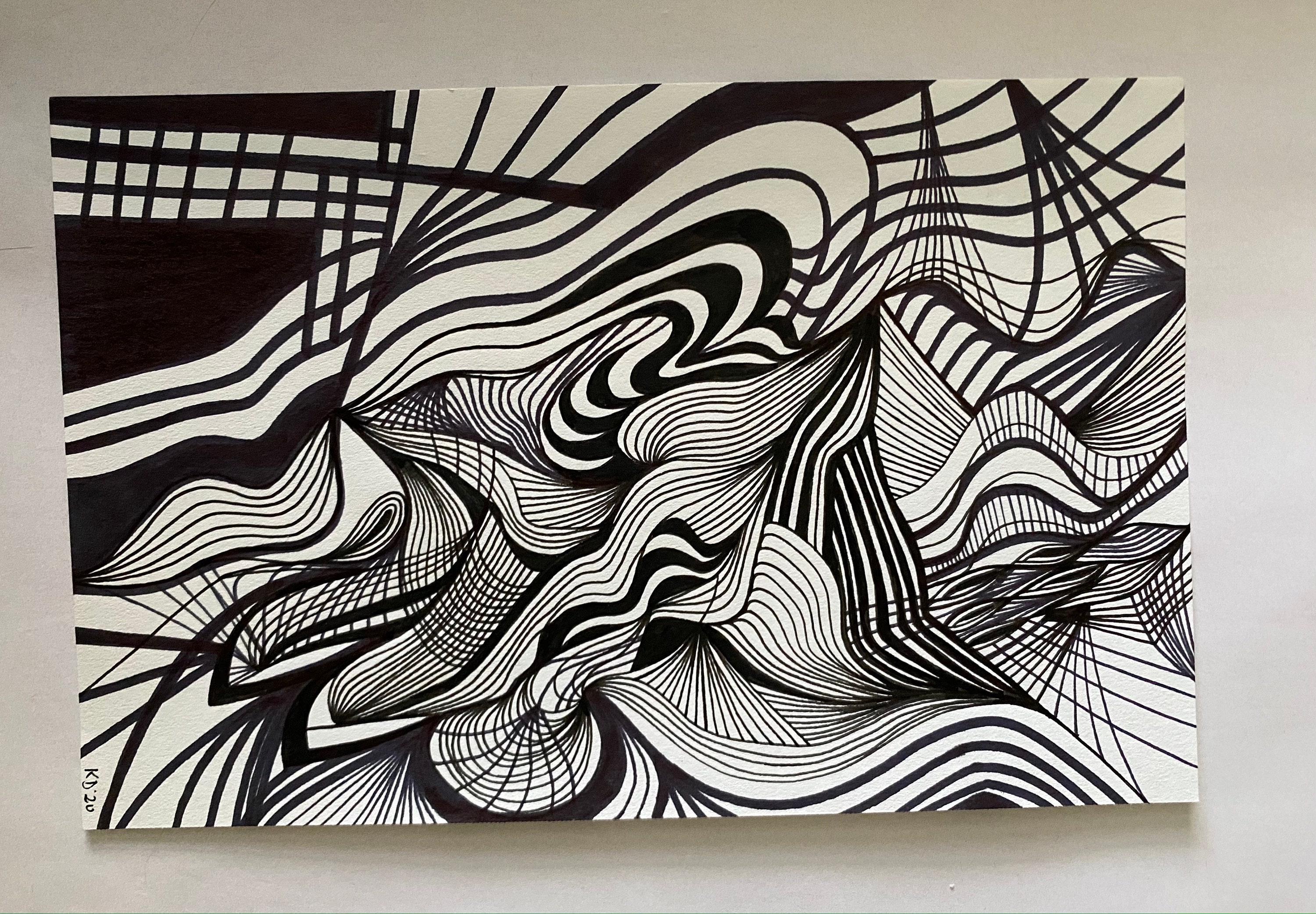 Line Art Black and White Design Trippy Unique Artwork - Etsy