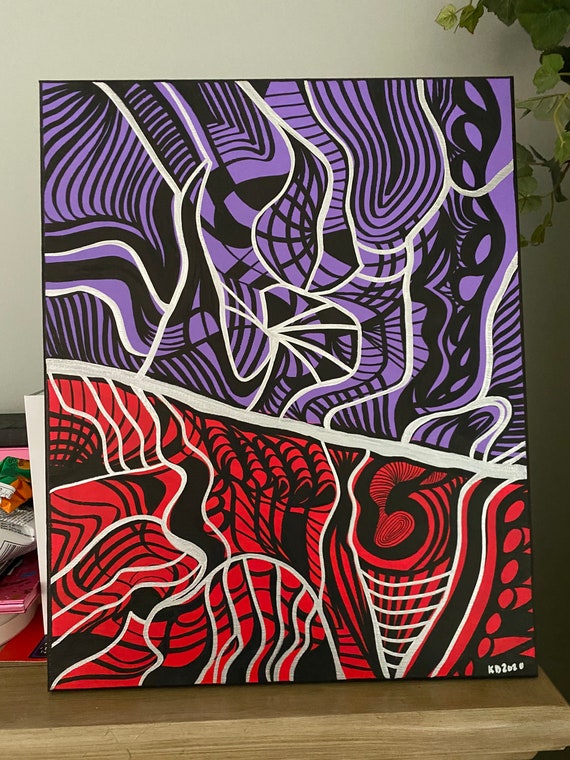 Unique Line Art Abstract Canvas Original Artwork | Etsy