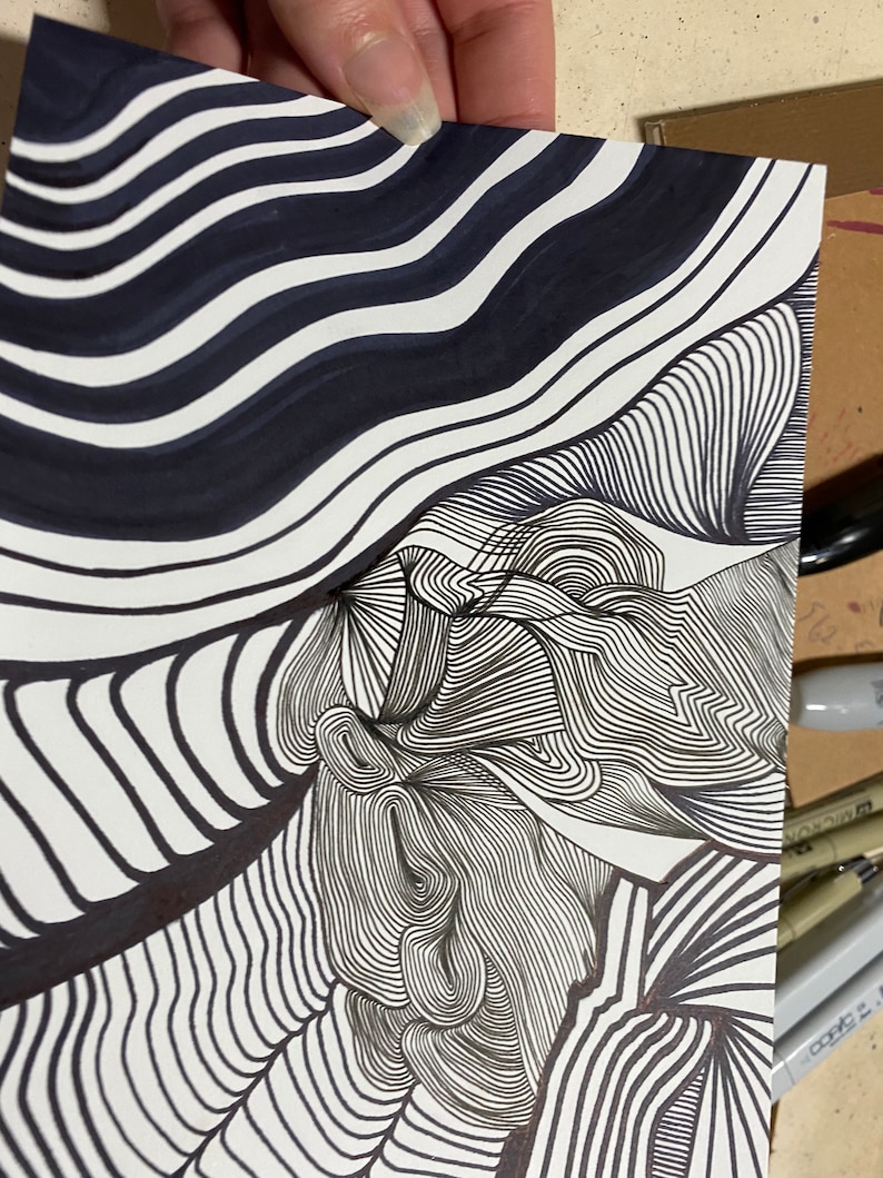 Black and White Unique Line Art Abstract Original Artwork - Etsy