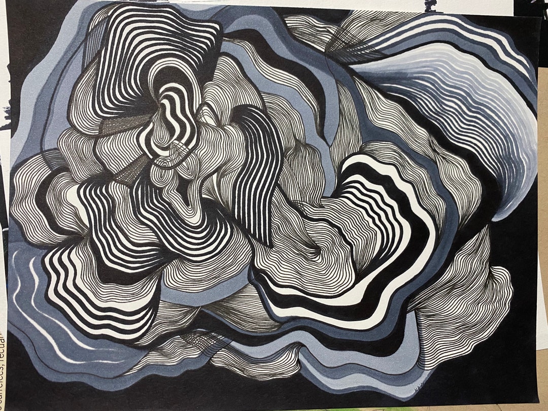 Unique Line Art Abstract Trippy Original Artwork - Etsy