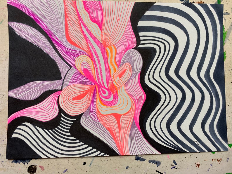 Unique Line Art Abstract Original Artwork Wall Decor - Etsy