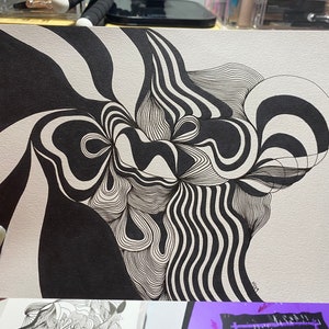 Unique Line Art Abstract Design Wall Art Original Artwork - Etsy