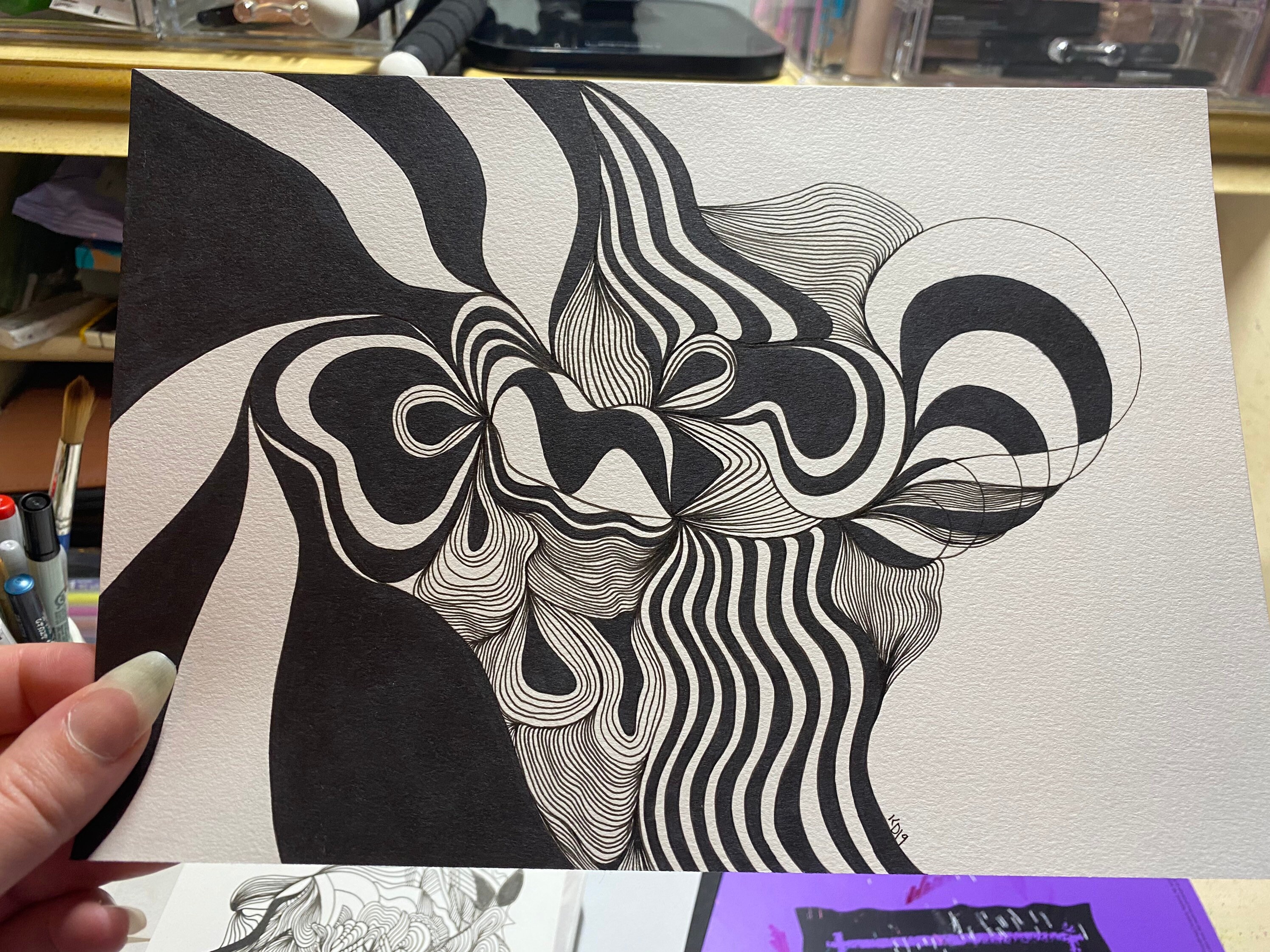 Unique Line Art Abstract Design Wall Art Original Artwork - Etsy