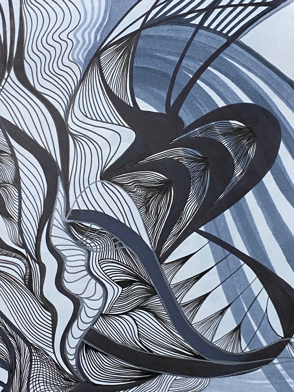 Unique Line Art Abstract Trippy Original Artwork Wall Decor | Etsy