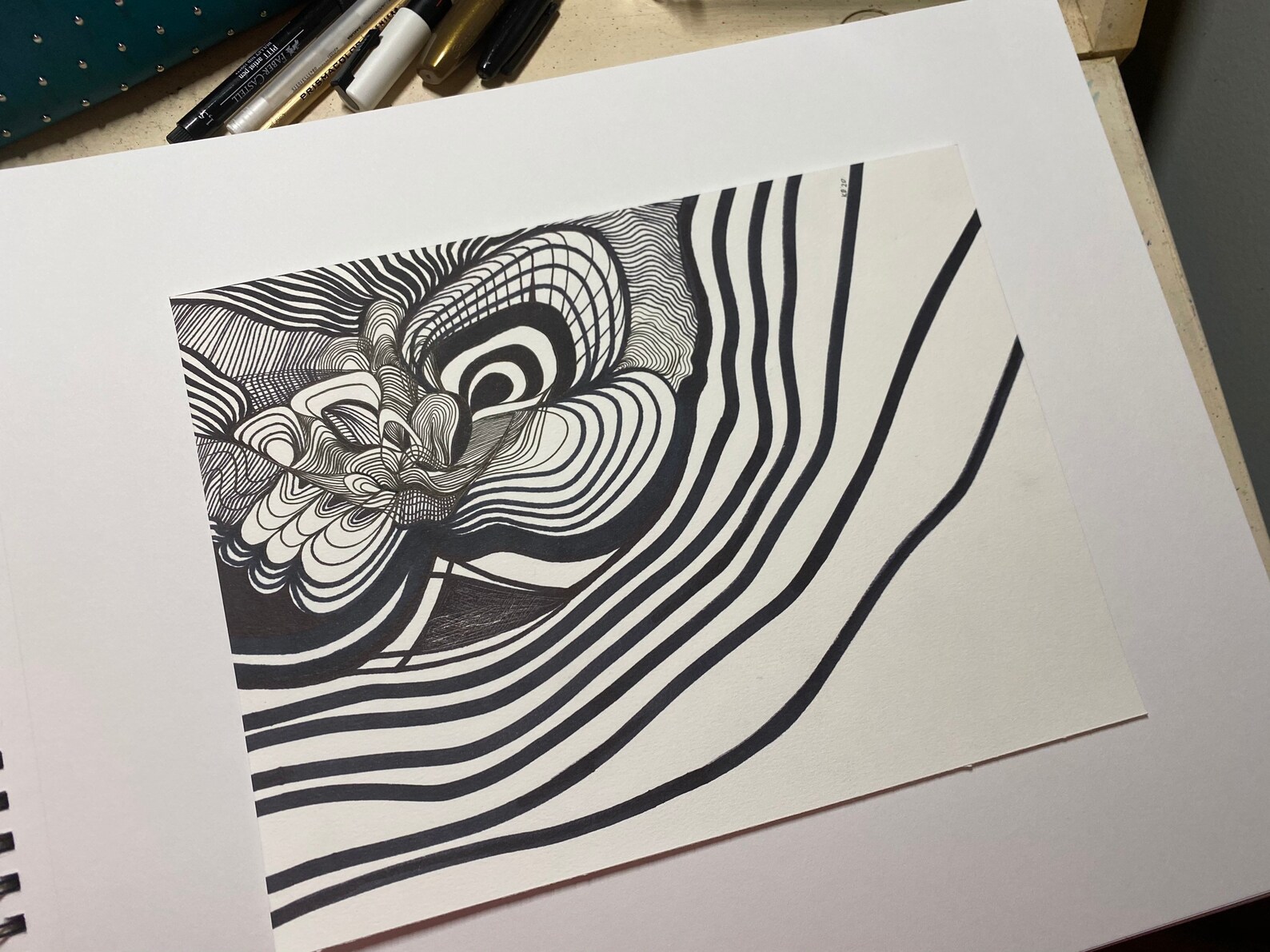 Unique line art trippy artwork | Etsy