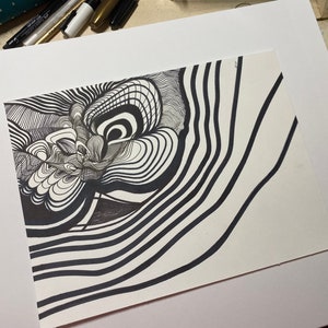 Unique Line Art Trippy Artwork - Etsy