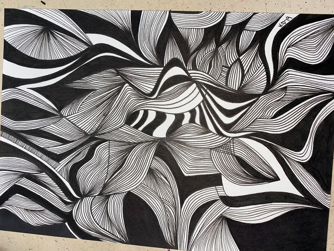 Unique Line Art Abstract Trippy Zen Original Artwork - Etsy