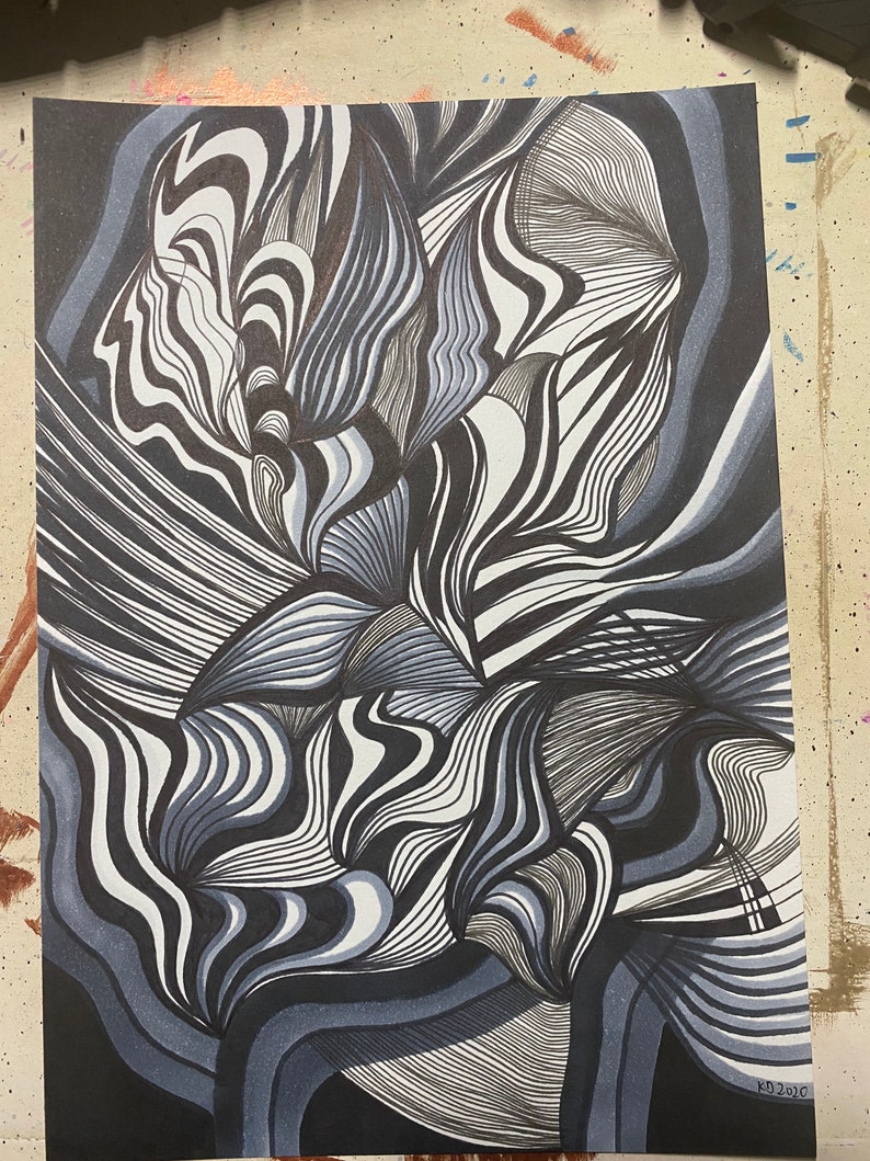 Unique Line Art Abstract Trippy Zen Original Artwork - Etsy