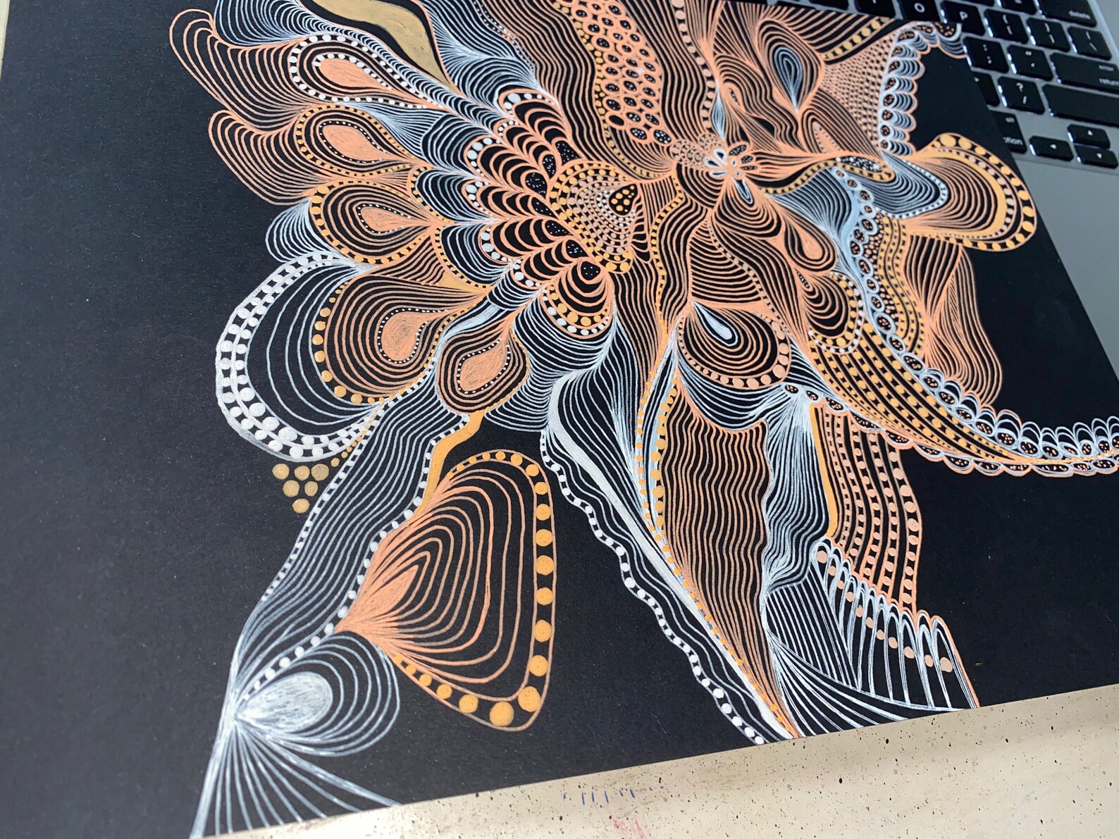 Unique Original Abstract Line Art Piece. Orange White on - Etsy